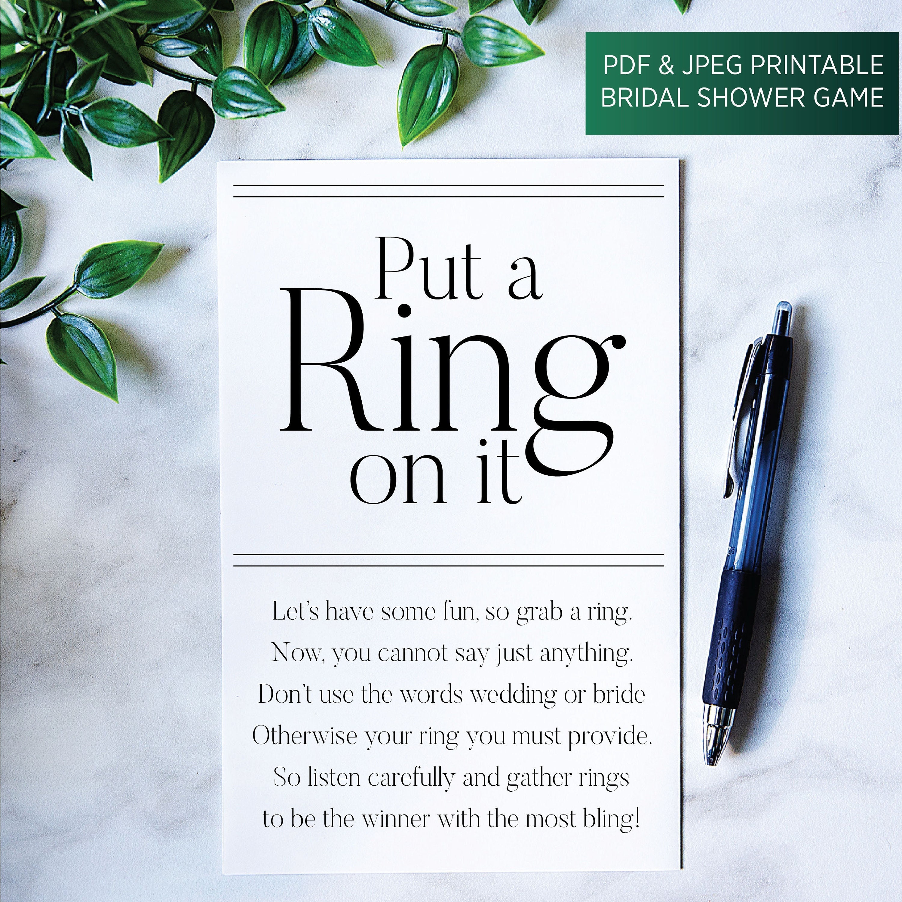 Put A Ring on It, Bridal Shower Game, Ring Wedding Shower Game, Steal ...