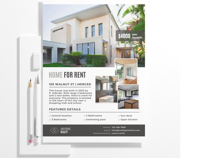 For Rent Flyer Minimalist Real Estate Flyer Editable - Etsy