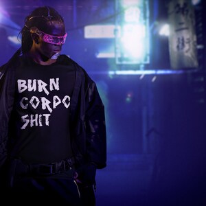 Burn Corpo ST Tee, Cyberpunk Tee, Cyberpunk Clothing, Gaming Tee ...