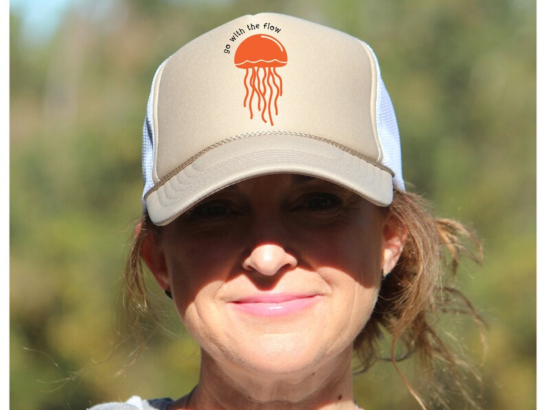 Jellyfish Trucker Hat, Go With the Flow Baseball Hat, Otto Snap Back ...