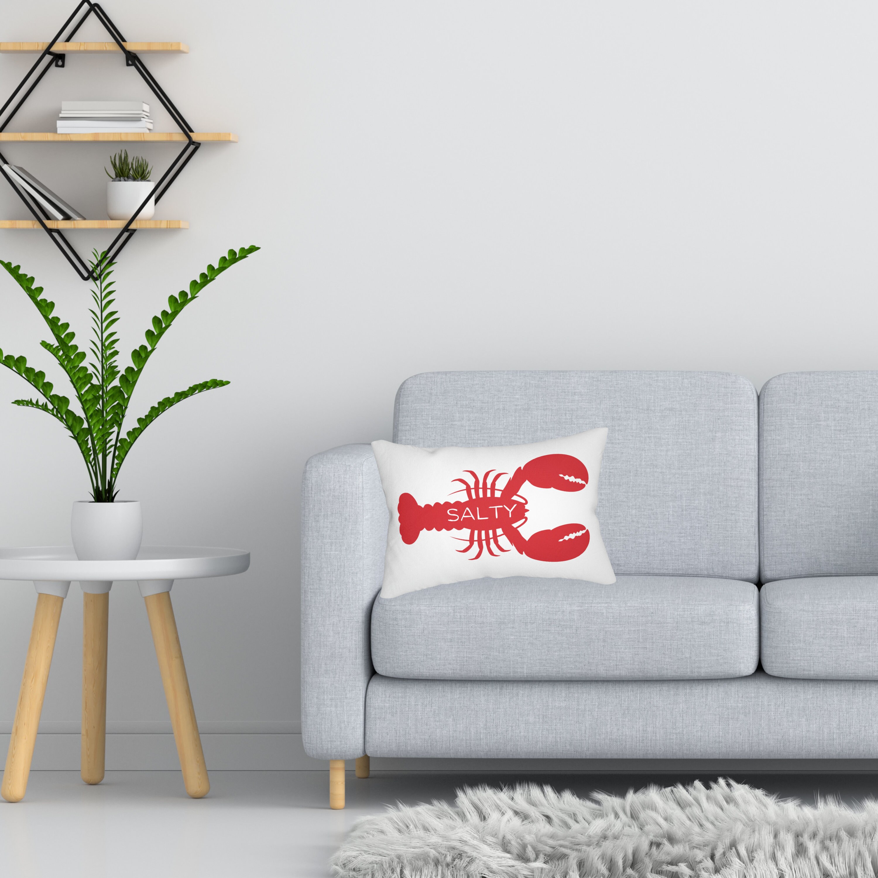 Salty Lobster Polyester Lumbar Pillow Zippered Closure Decorative Throw ...