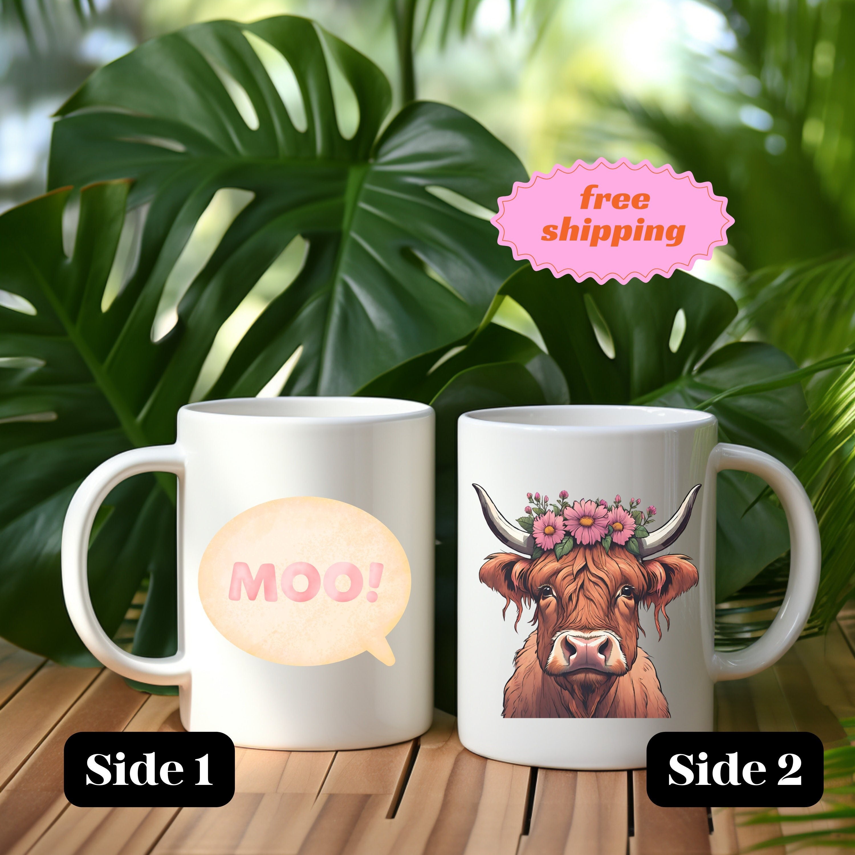 Highland Cow Coffee Mug, Cow Lovers Gift, Moo Cow Animal Lover Farm Mug ...