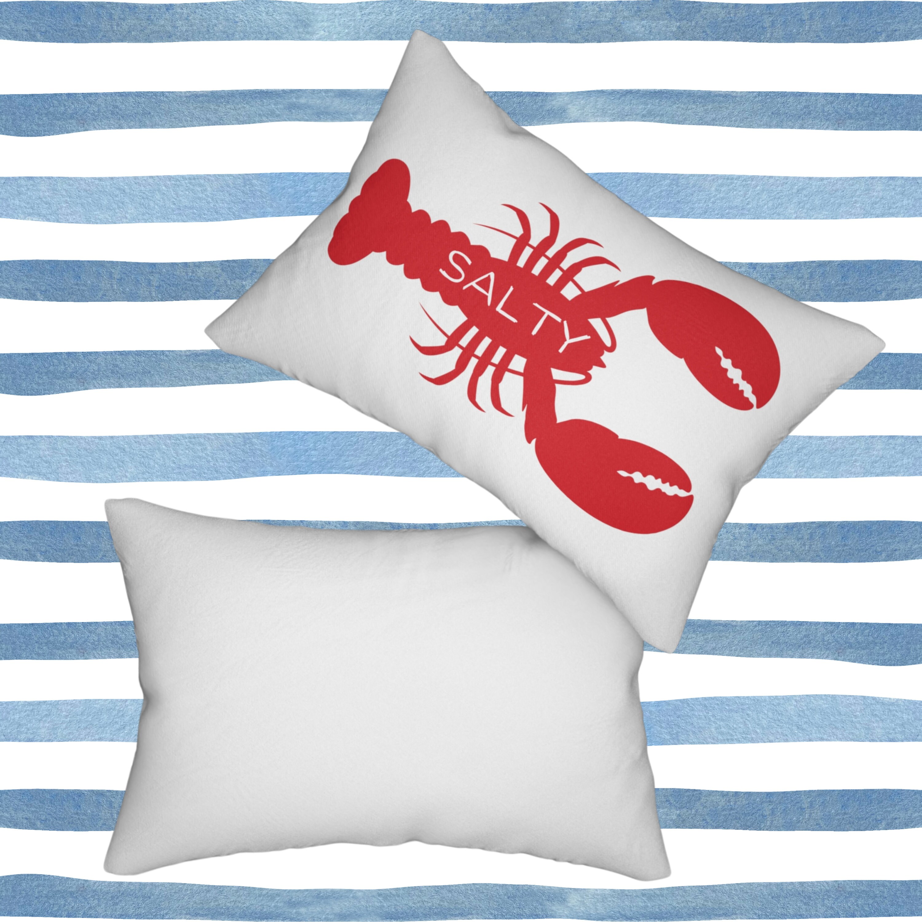Salty Lobster Polyester Lumbar Pillow Zippered Closure Decorative Throw ...