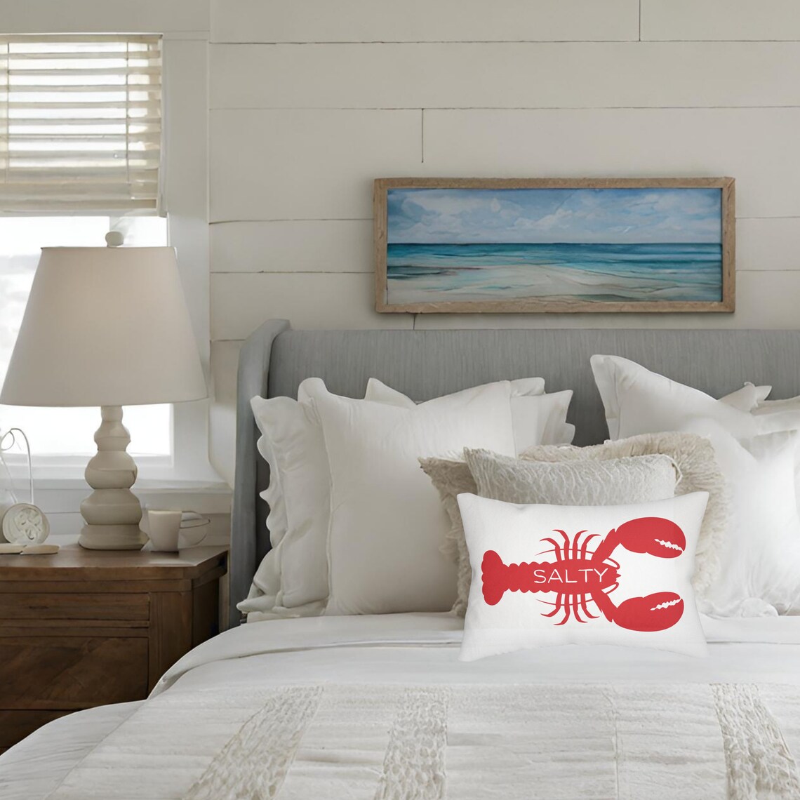 Salty Lobster Polyester Lumbar Pillow Zippered Closure Decorative Throw ...