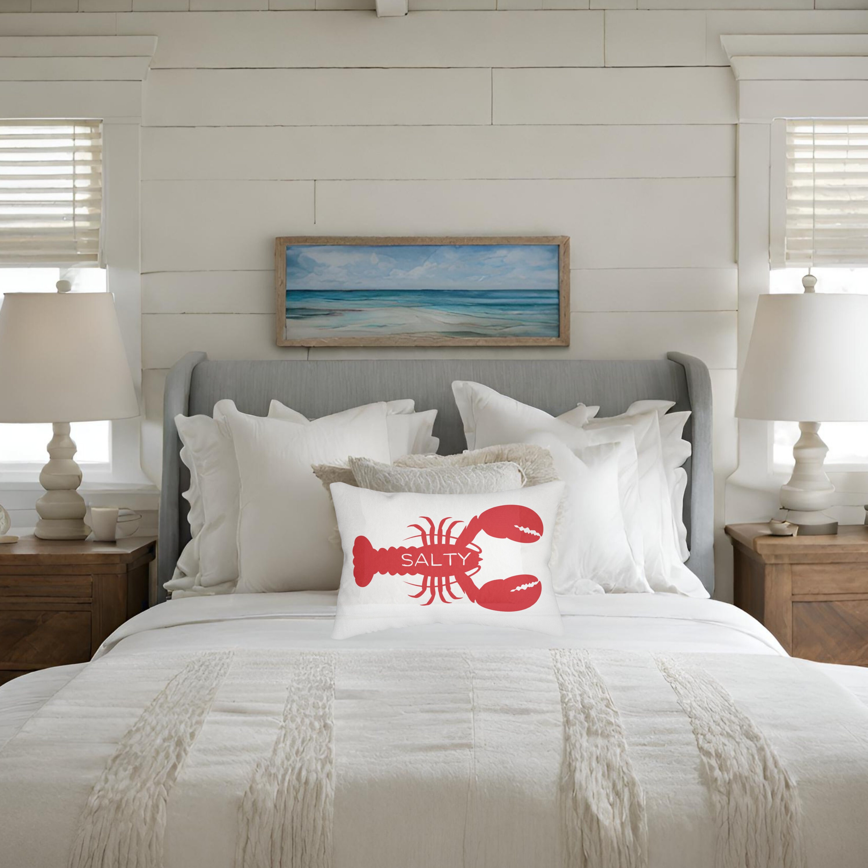 Salty Lobster Polyester Lumbar Pillow Zippered Closure Decorative Throw ...