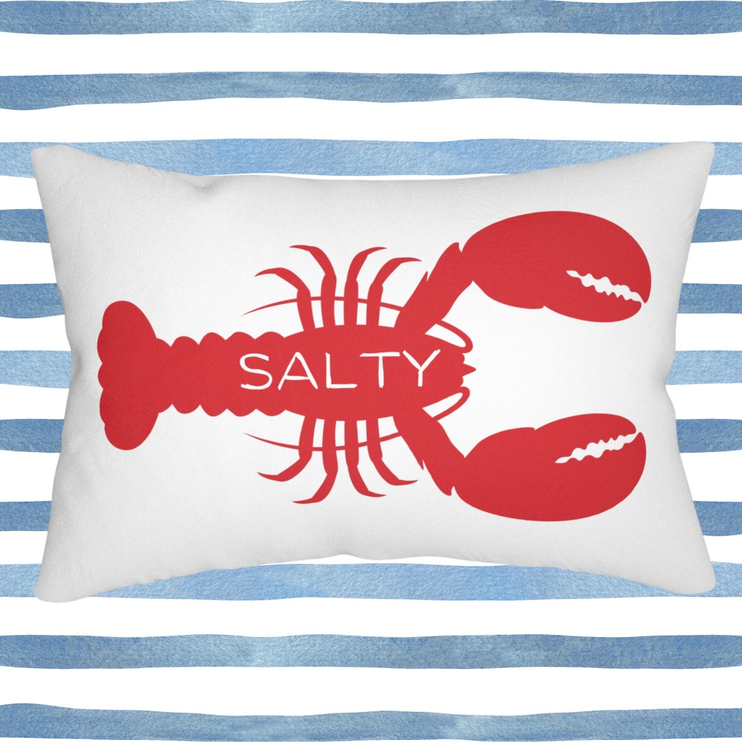 Salty Lobster Polyester Lumbar Pillow Zippered Closure Decorative Throw ...