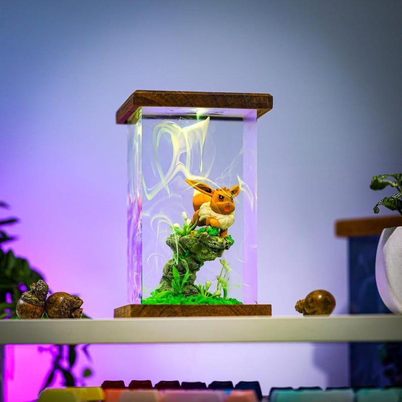 Cute Eevee Pokemon Lamp, Normal Type Pokemon Art Night Light, Unique ...