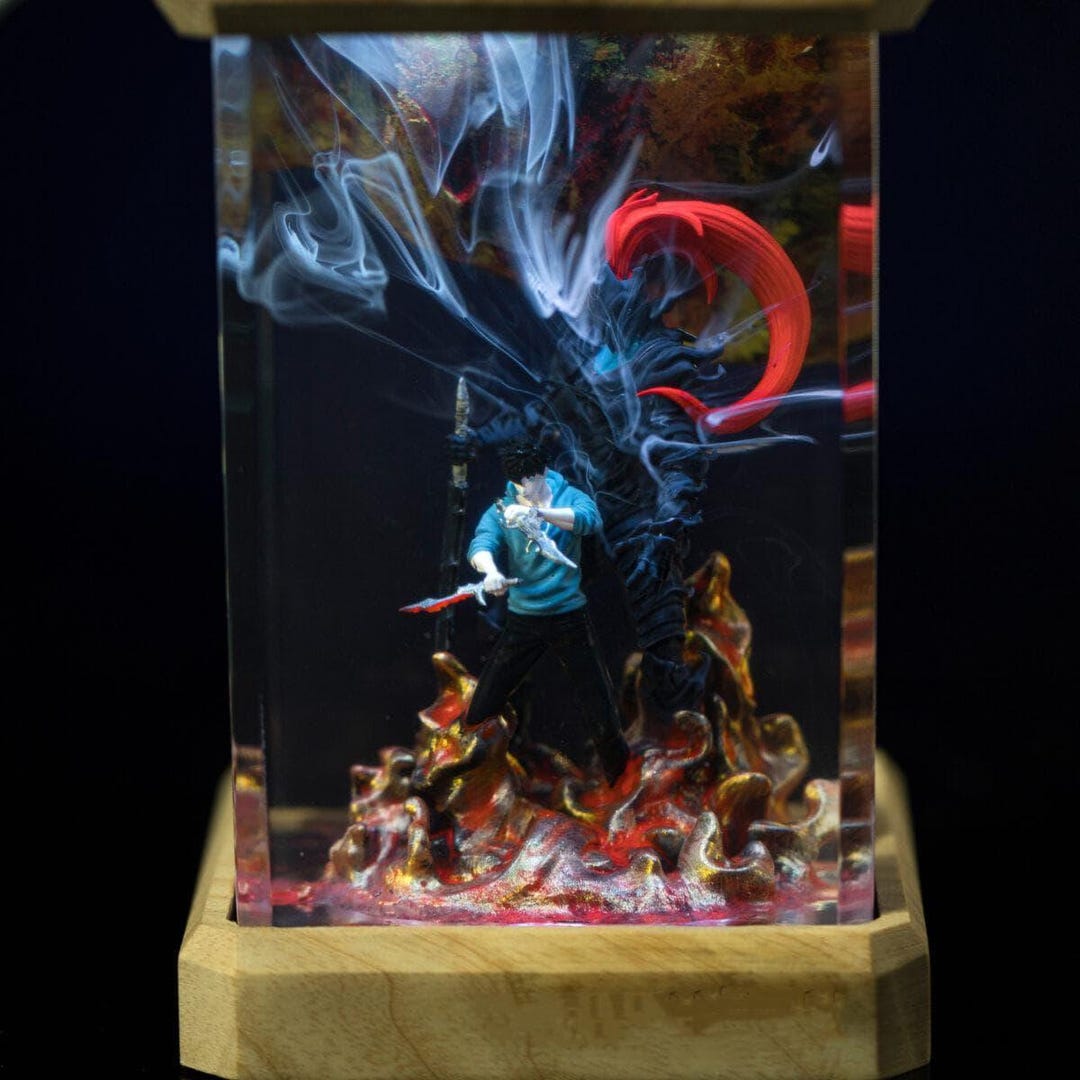 Sung Jin Woo Resin Lamp Resin Epoxy Diorama Lamp, Handmade LED Night ...