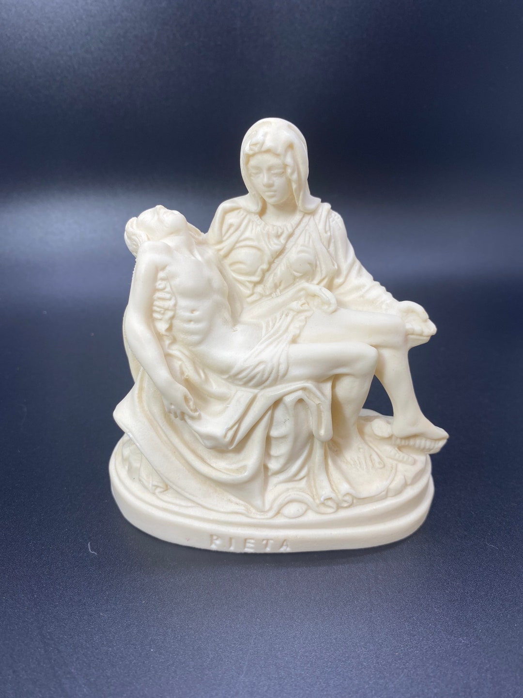 Statue La Pietà by Michelangelo in Original Alabaster Signed L. TONI ...