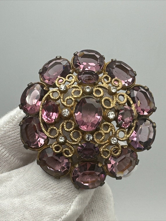 Antique Austrian Purple Crystal Brooch #746 - Gem