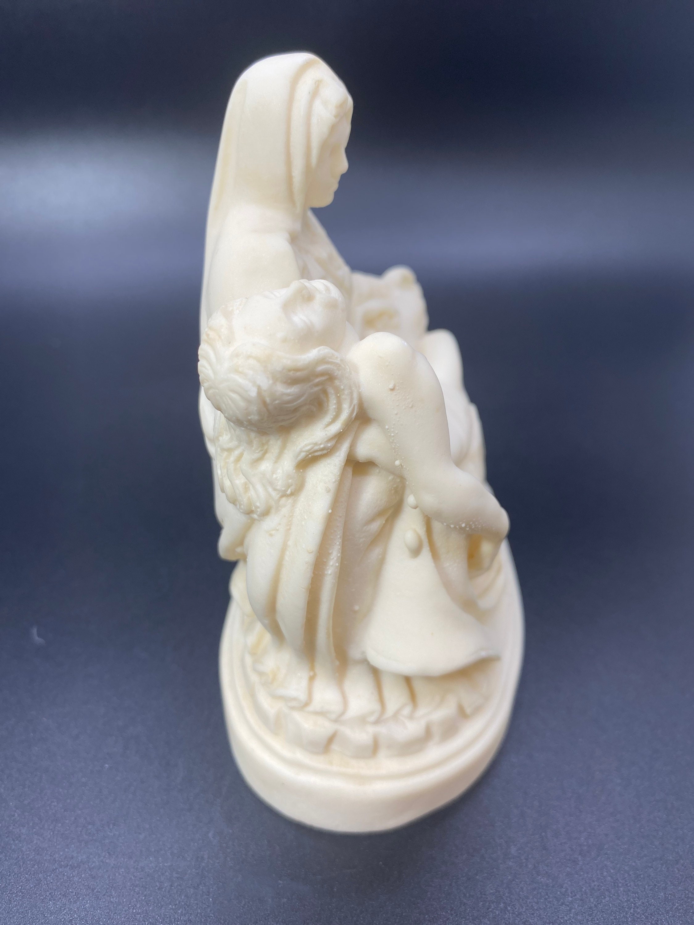 Statue La Pietà by Michelangelo in Original Alabaster Signed L. TONI ...