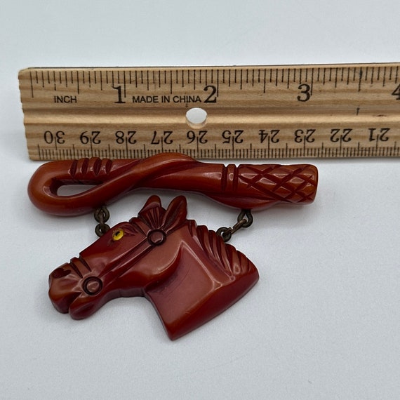 1930s Resin Washed Bakelite Horse with Riding Crop Pi… - Gem
