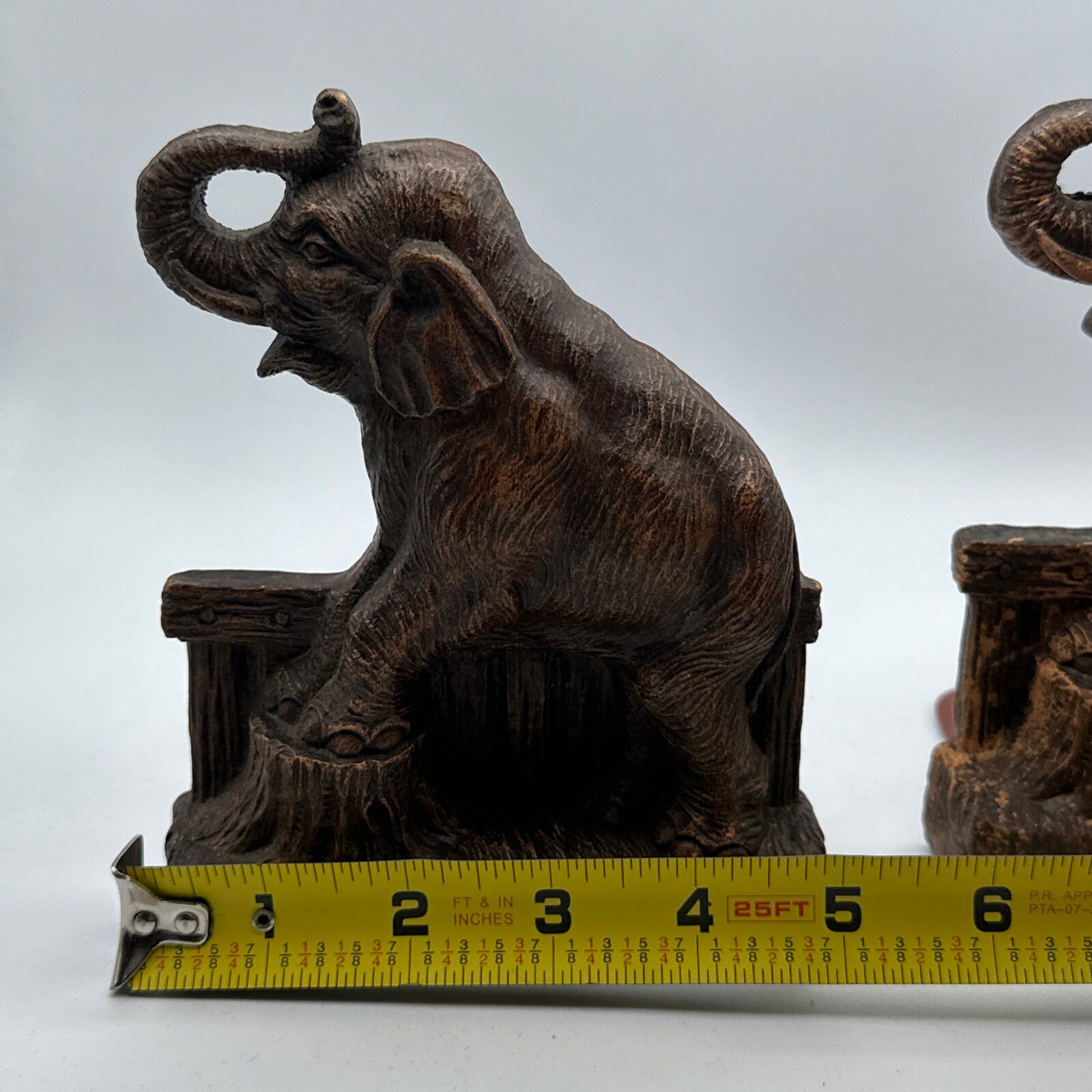Vintage Syroco Wood Elephant Bookends USA Faux Wooden - Etsy
