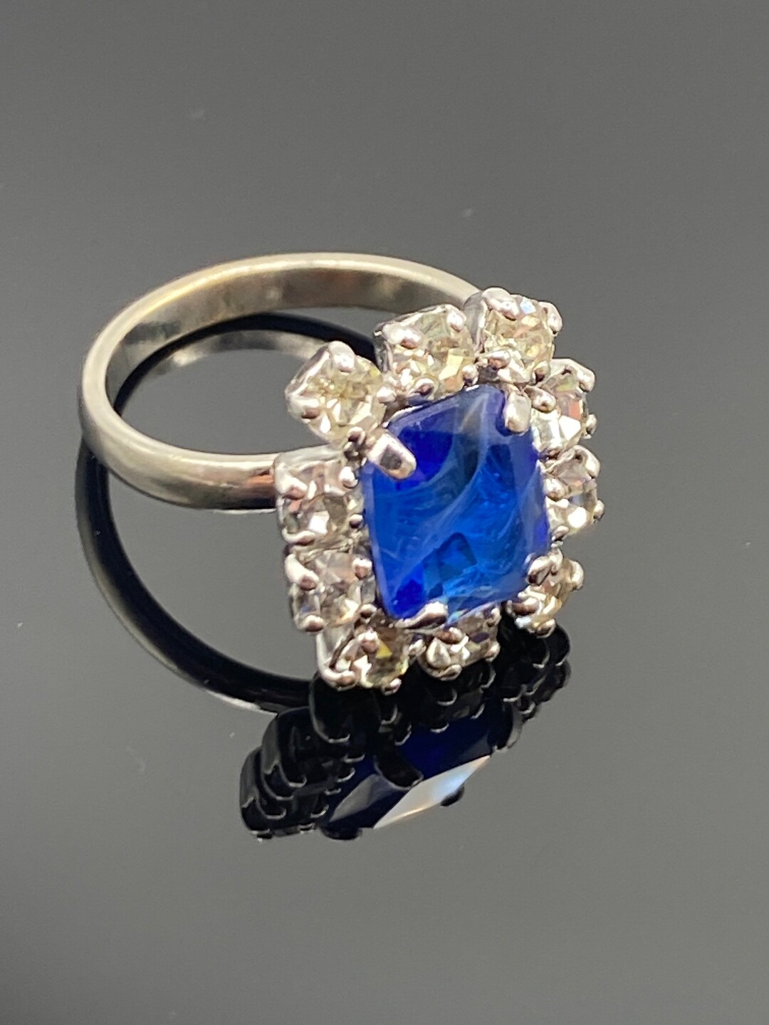 Christian Dior Vintage Large Faux Blue Cocktail Ring Germany - Etsy
