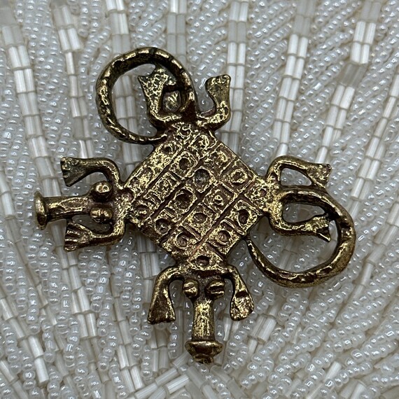 Rare vintage ALVA MUSEUM REPLICA gold tone aztec may… - Gem