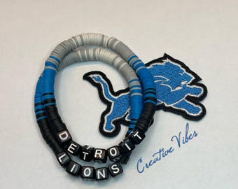 Detroit Lions Inspired Bracelet Set, Football, Ford Field, NFL - Etsy