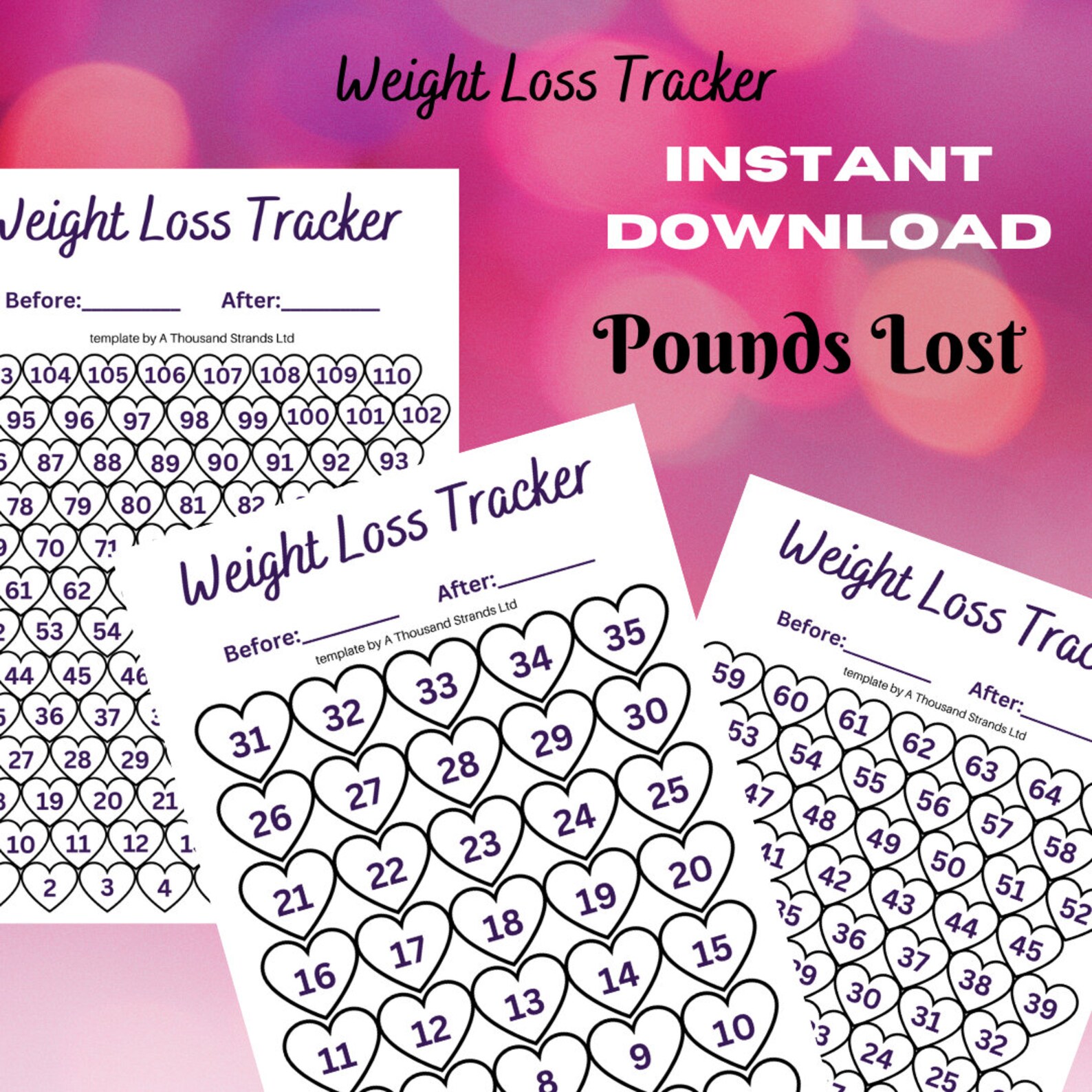 110 Lbs Weight Loss Tracker, Printable *INSTANT DOWNLOAD* - Etsy