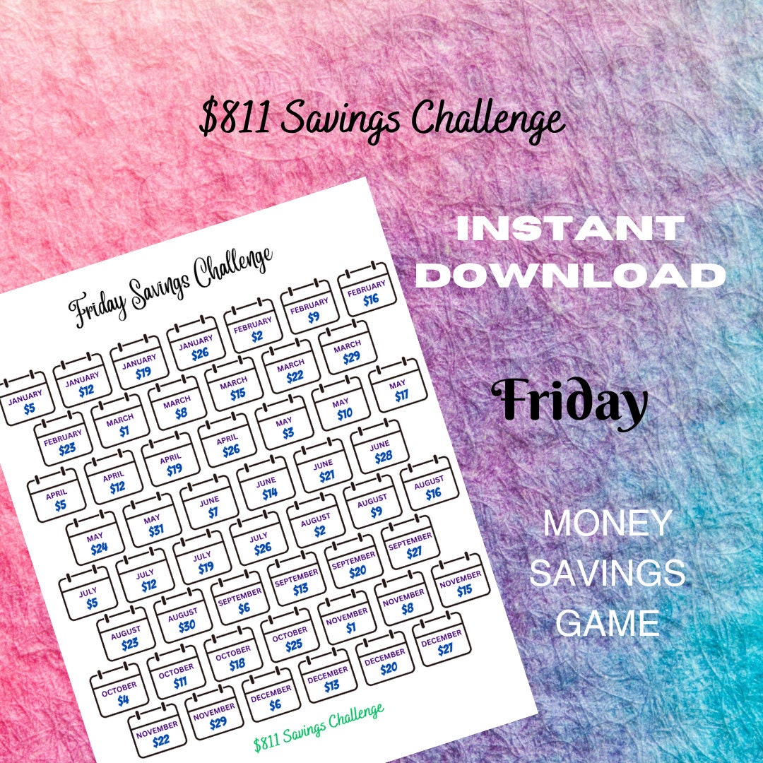 Friday Money Savings Challenge, Printable INSTANT DOWNLOAD - Etsy Canada