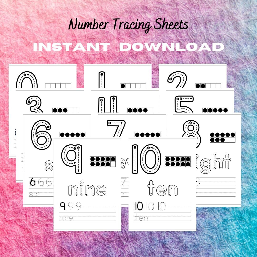 Numbers Worksheets, 0-10, Tracing - Etsy