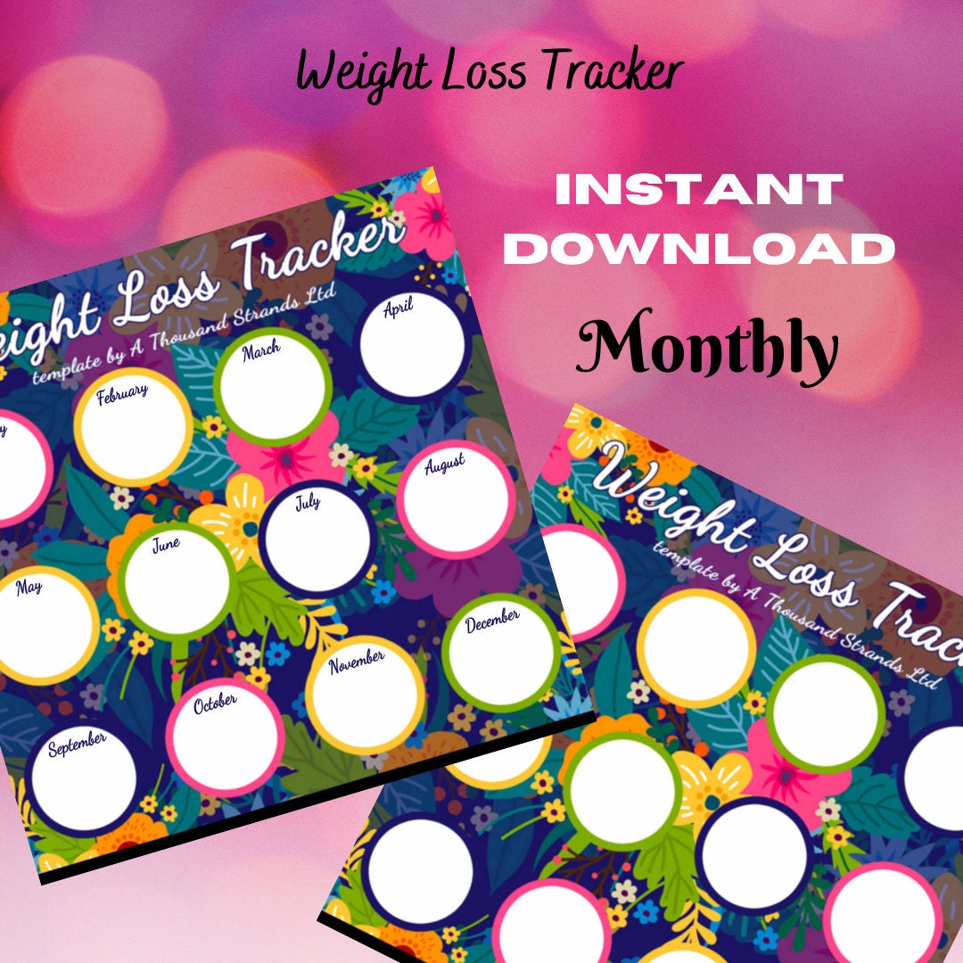 Vibrant Floral Weight Loss Tracker, Monthly *INSTANT DOWNLOAD* - Etsy