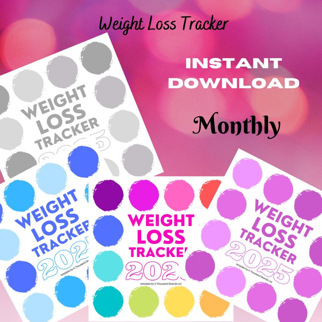 Gray Weight Loss Tracker, Monthly *INSTANT DOWNLOAD* - Etsy
