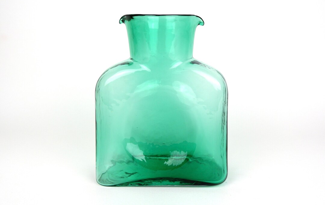 Vintage Blenko Seafoam Green Glass Double Spout Water Bottle Carafe ...
