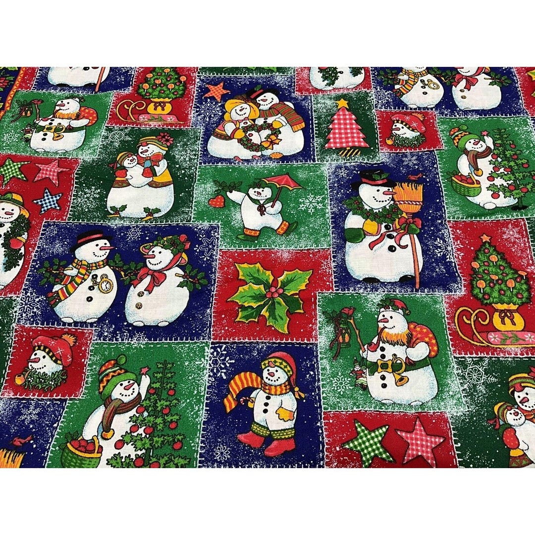 FABRIC Concord Fabric Designed by Kesslers 3 3/4 Yard Christmas Snowman ...