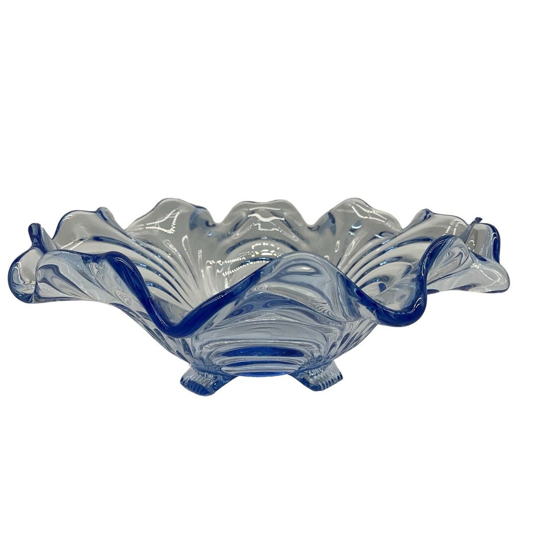 Vintage Cambridge Caprice Ruffled Edge Bowl Moonlight Blue 4-footed 10 MCM Deco - Etsy