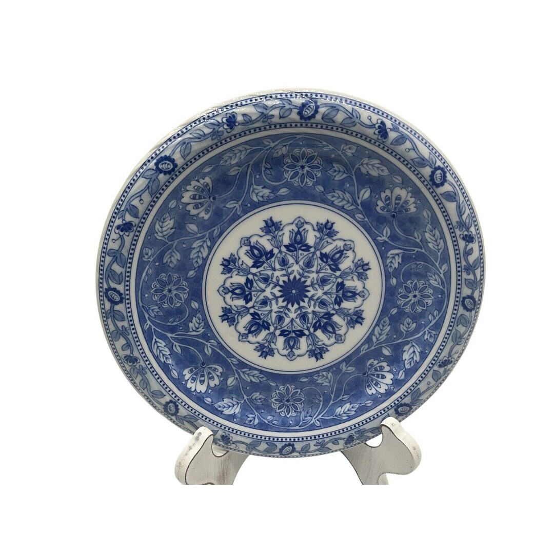 Blue and White Trevi Plate From Sanyo Japan Floral Design W/center ...
