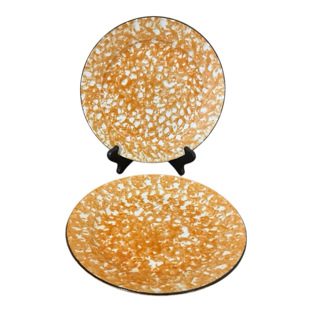Stangl Town and Country Salad Plates, Set of 2 Vintage Orange Sponge ...