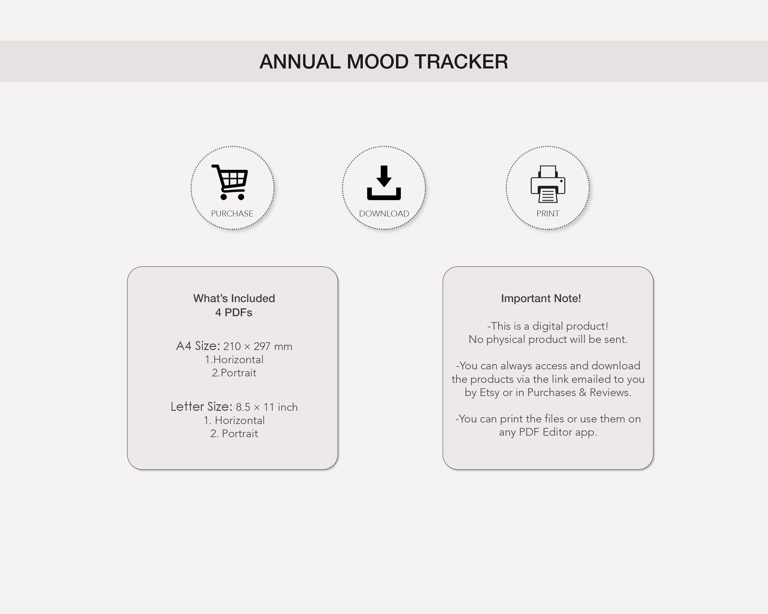 Printable Annual Mood Tracker, A4/letter Size, Instant Digital Download ...