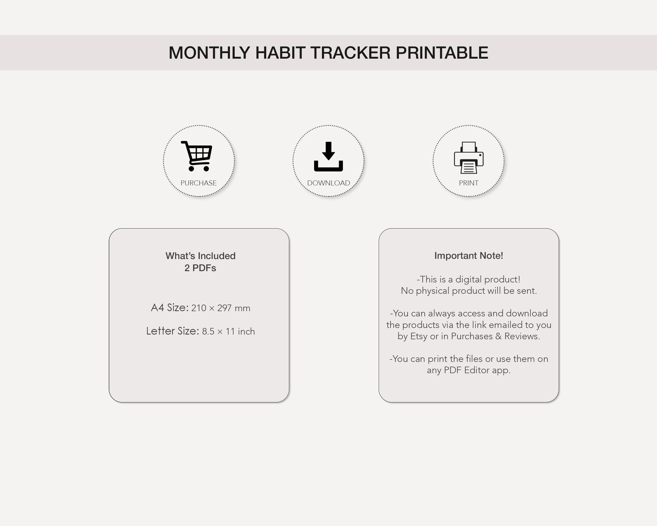 Monthly Habit Tracker Printable Portrait, Habit Tracker Template ...