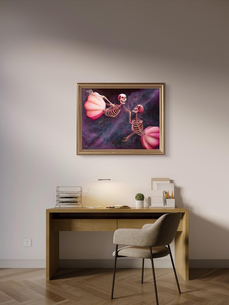Original Skeleton Painting, Oil on Canvas, Creepyart, Human Skeletons ...