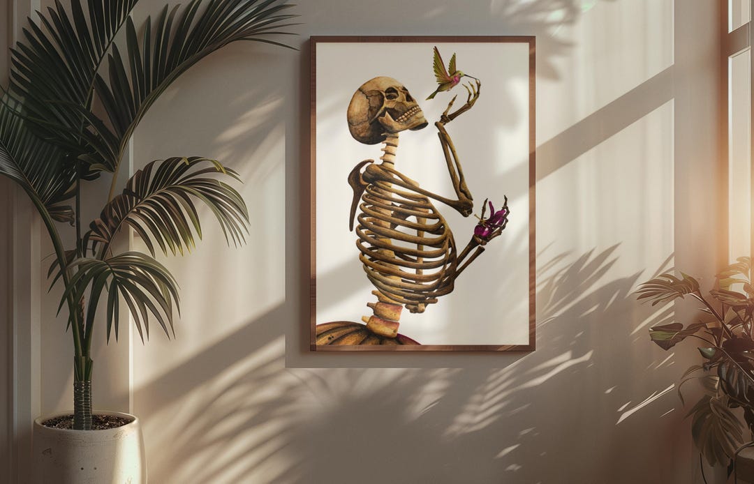 Skeleton Hummingbird Rolled Posters, 24x36 Inches, Gothic Wall Art ...