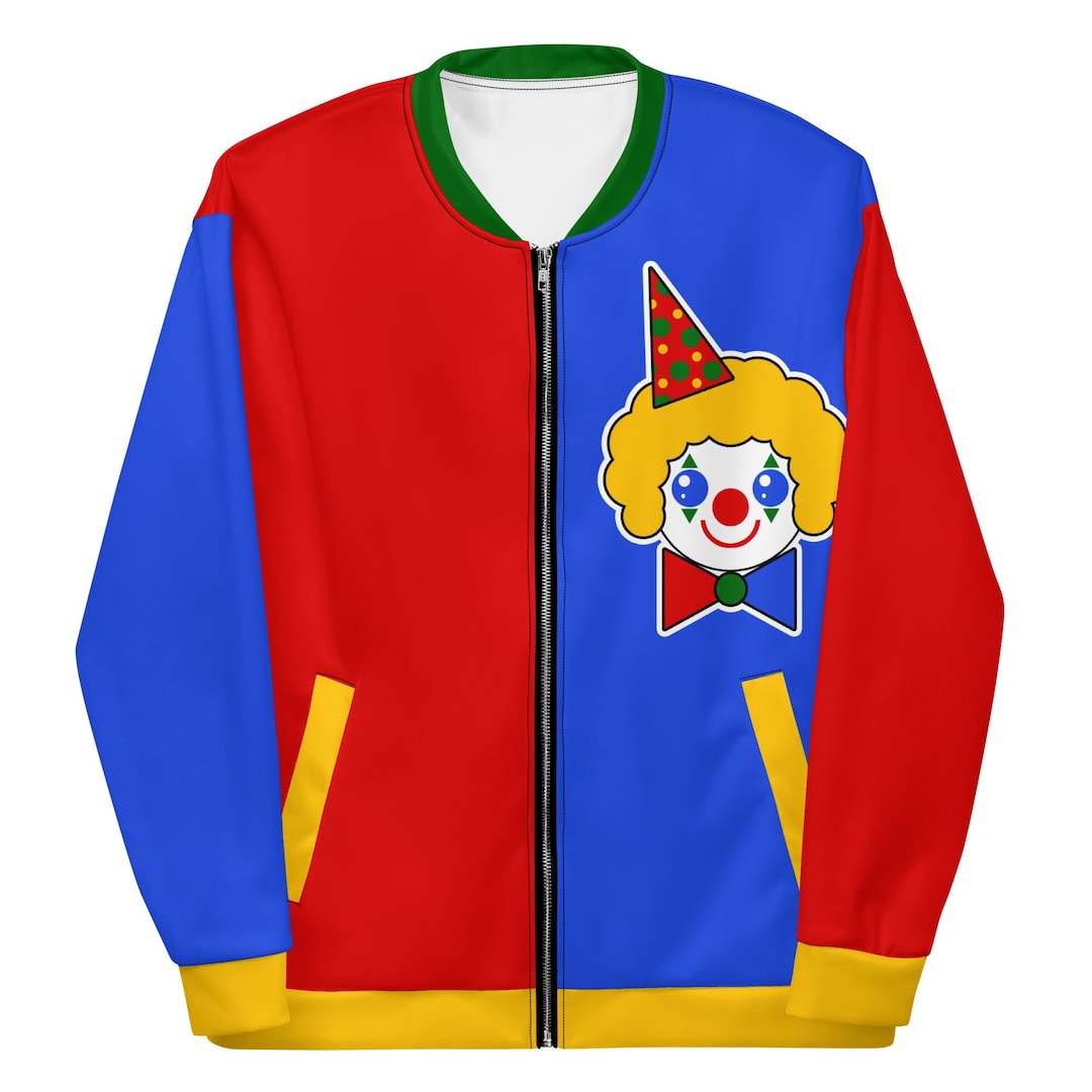 Clowncore Aesthetic Colorblock Clown Bomber Jacket, Unisex Sizing ...