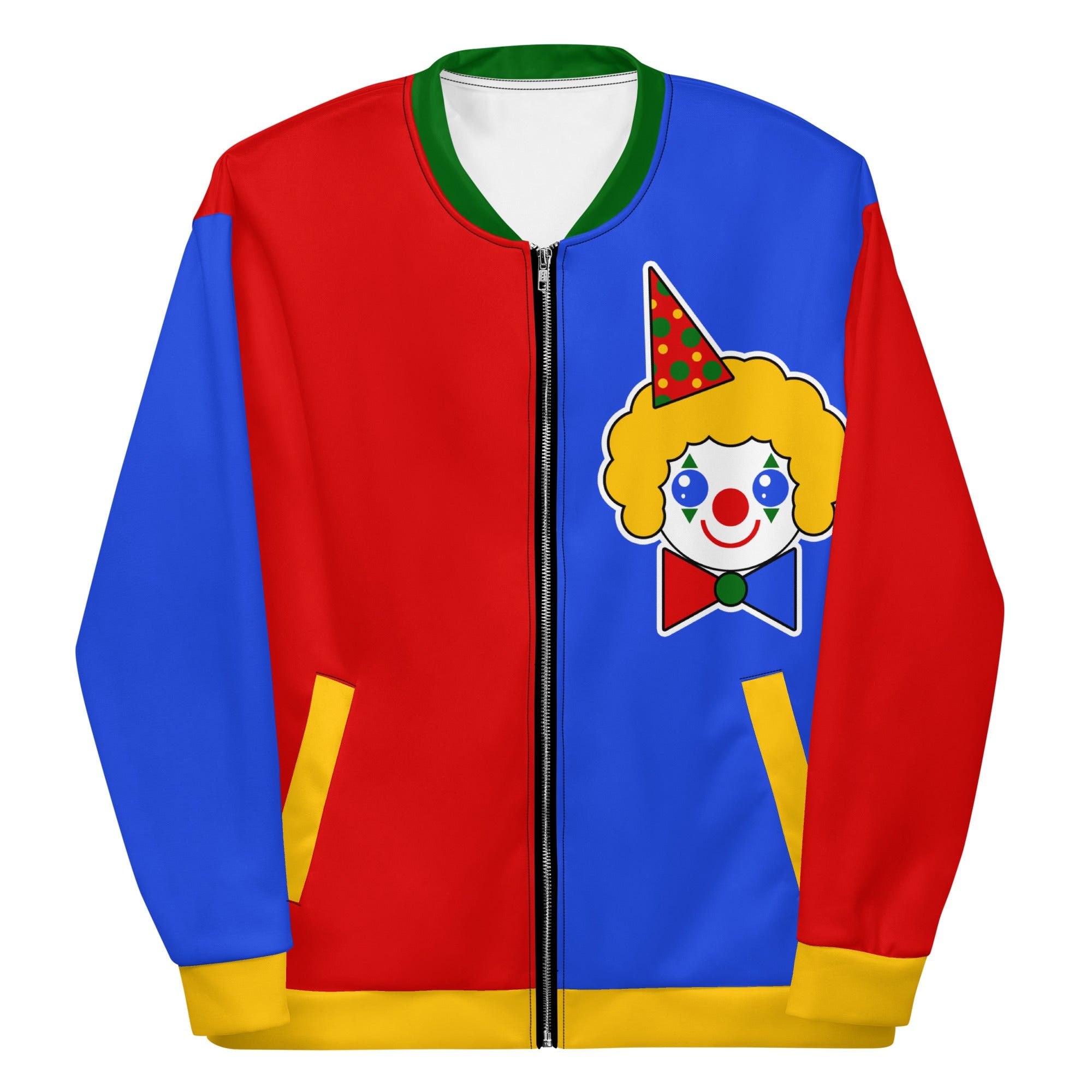Clowncore Aesthetic Colorblock Clown Bomber Jacket, Unisex Sizing ...