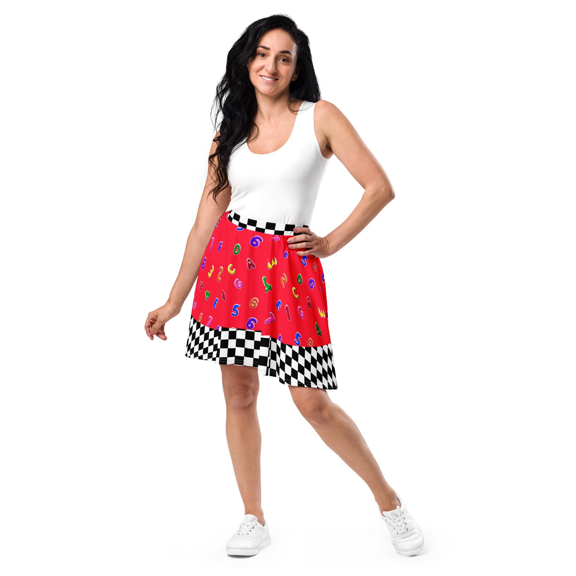 Kidcore Aesthetic Alphabet Letters, Numbers and Checkerboard Skirt ...