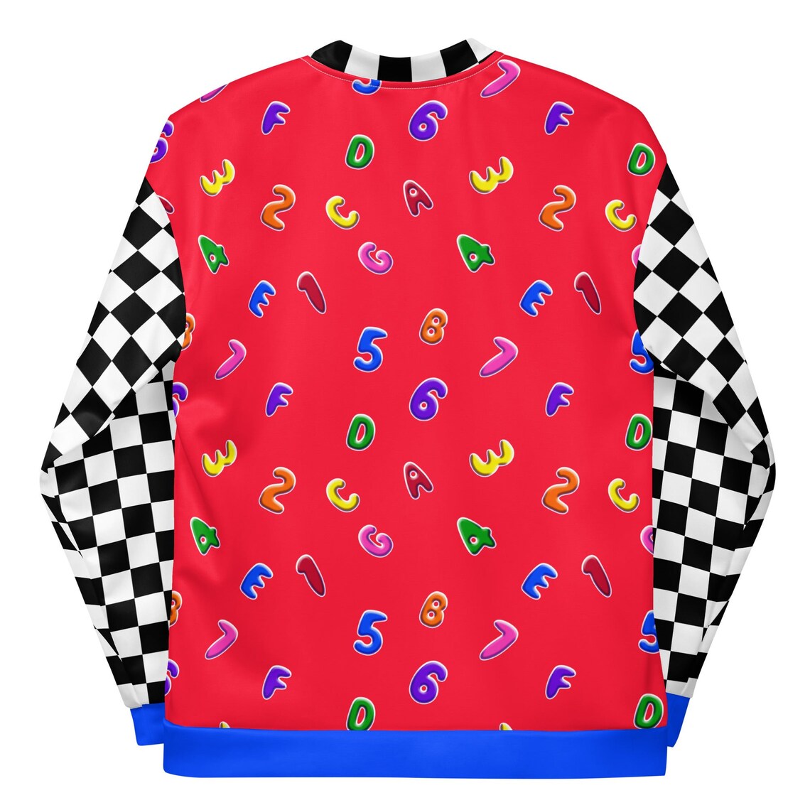 Cute Kidcore Aesthetic Alphabet Letters, Numbers and Checkers Bomber ...