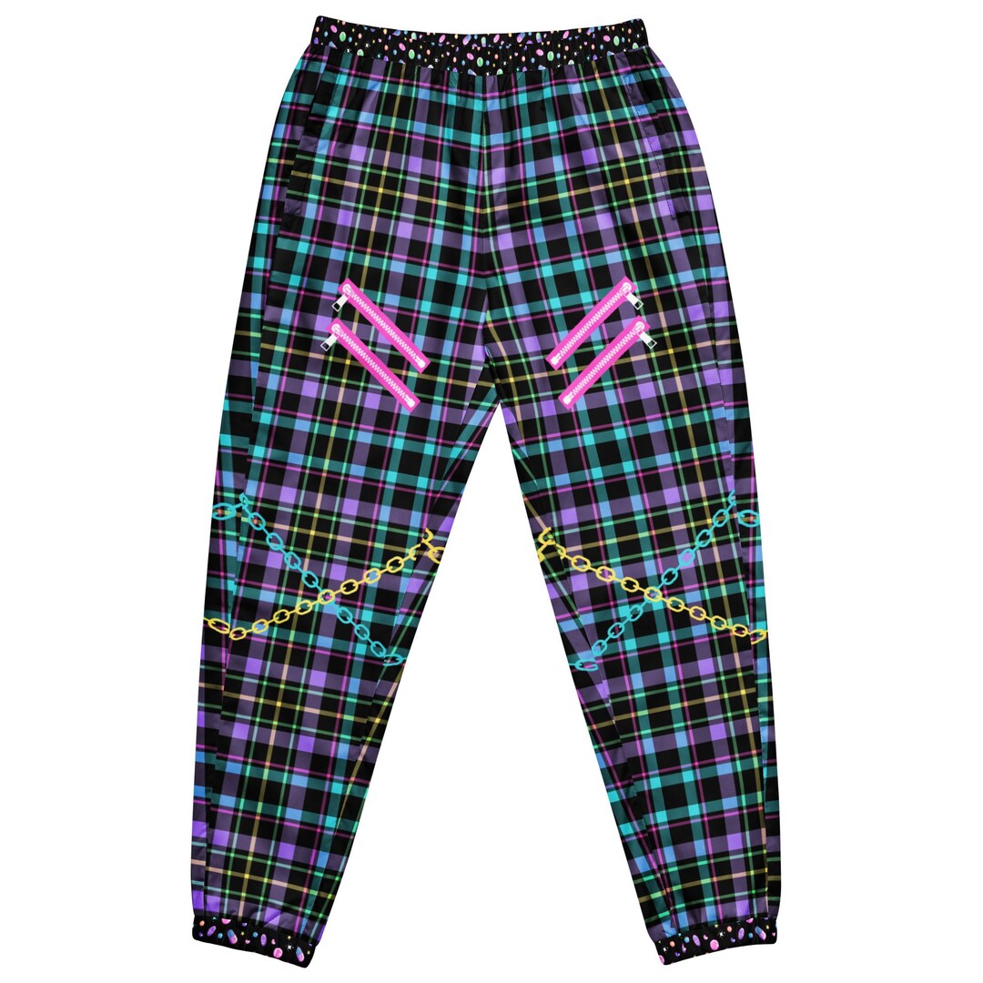 Kawaii Pastel Menhera Medication Management Track Pants, Kawaii Plaid ...
