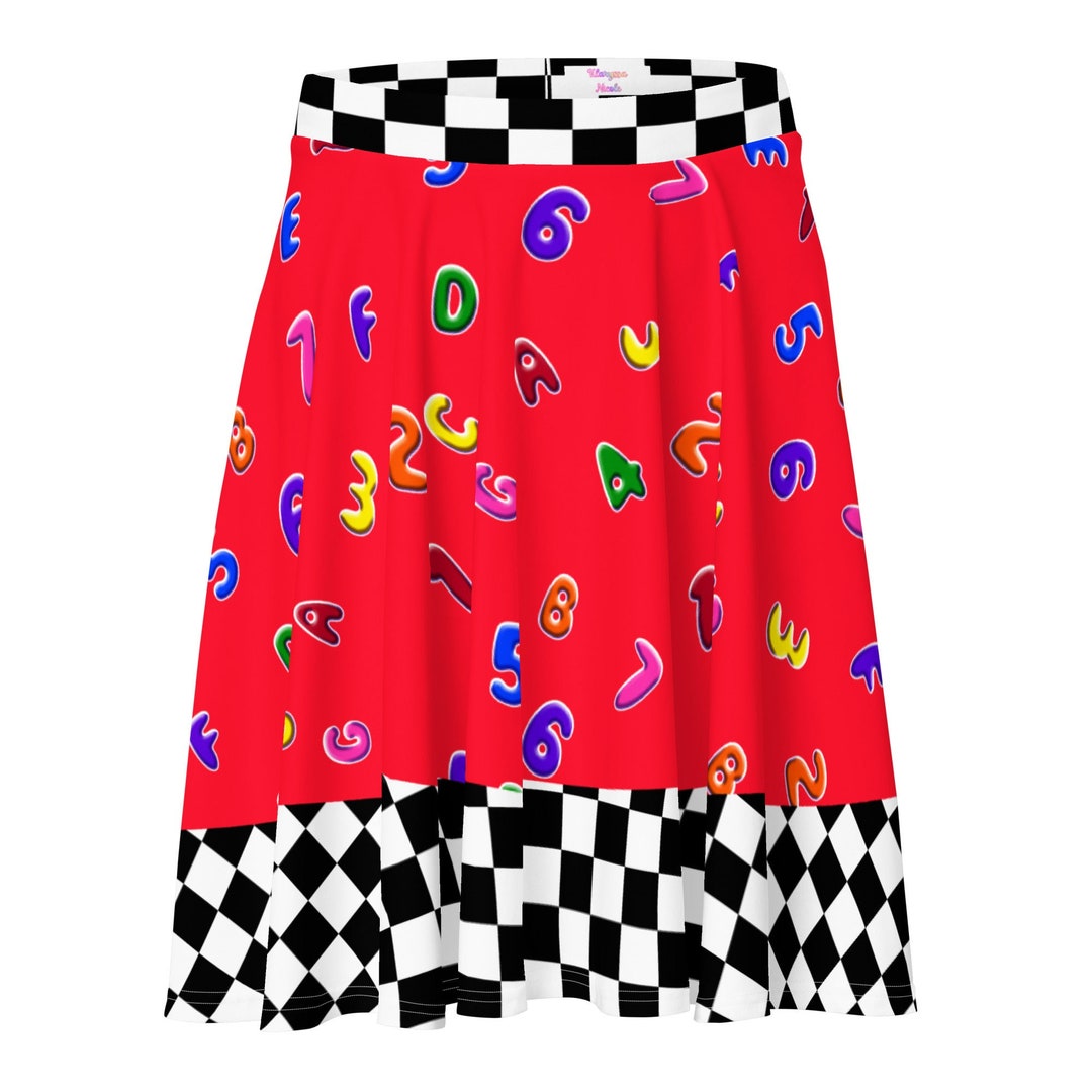 Kidcore Aesthetic Alphabet Letters, Numbers and Checkerboard Skirt ...
