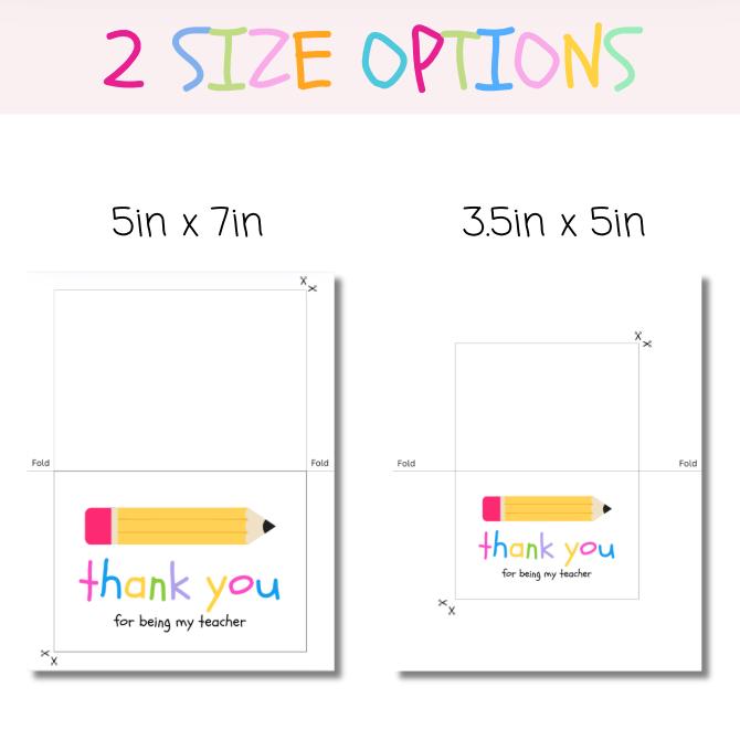 Printable Teacher Thank You Card: Teacher Appreciation Gift (PDF ...