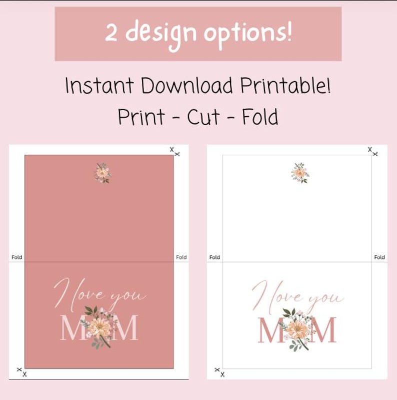 Floral Card for Mom: Printable "i Love You, Mom" (digital Download) - Etsy