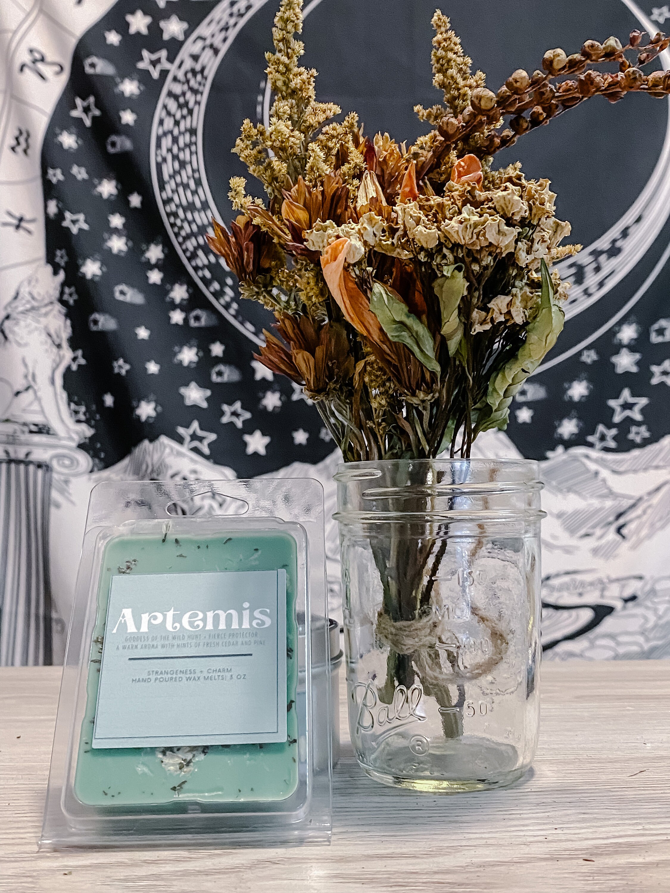 Artemis Goddess Candle | All Natural Soy Wax & Dried Herbs | Essential ...
