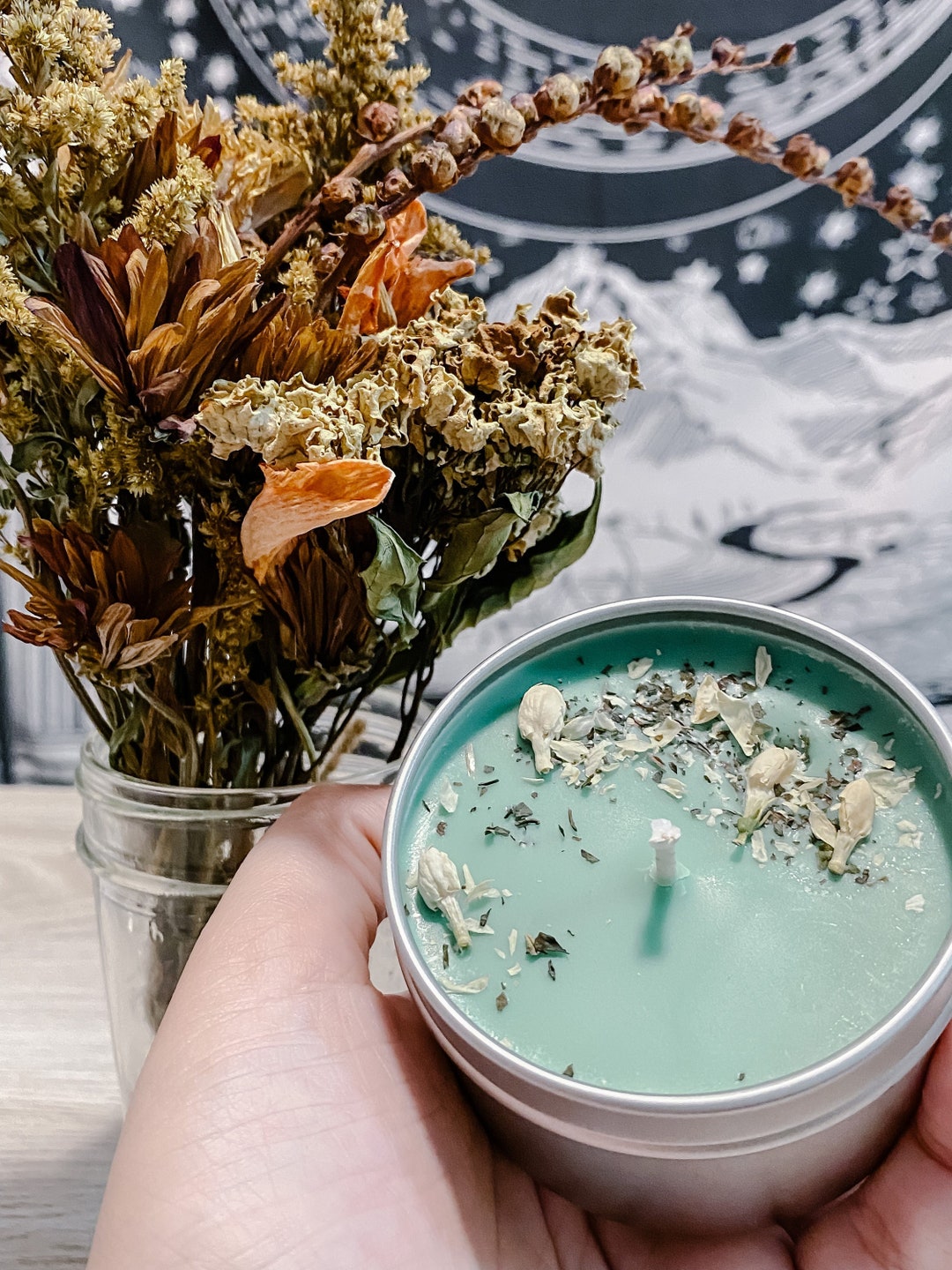 Artemis Goddess Candle | All Natural Soy Wax & Dried Herbs | Essential ...