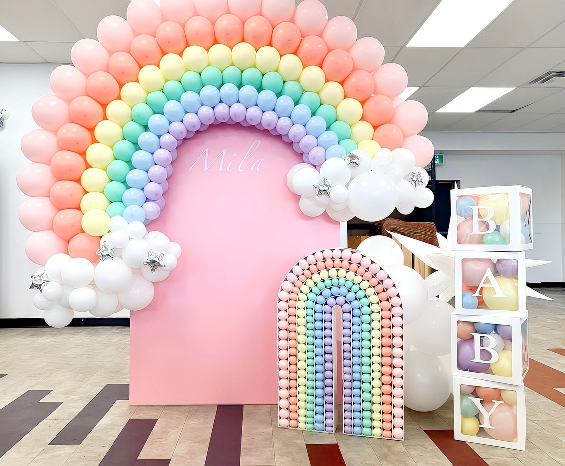 Rainbow Mosaic Template, Rainbow Props, Balloon Mosaic, Rainbow Balloon ...