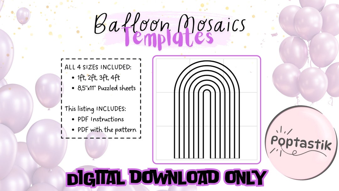 Rainbow Mosaic Template, Rainbow Props, Balloon Mosaic, Rainbow Balloon ...