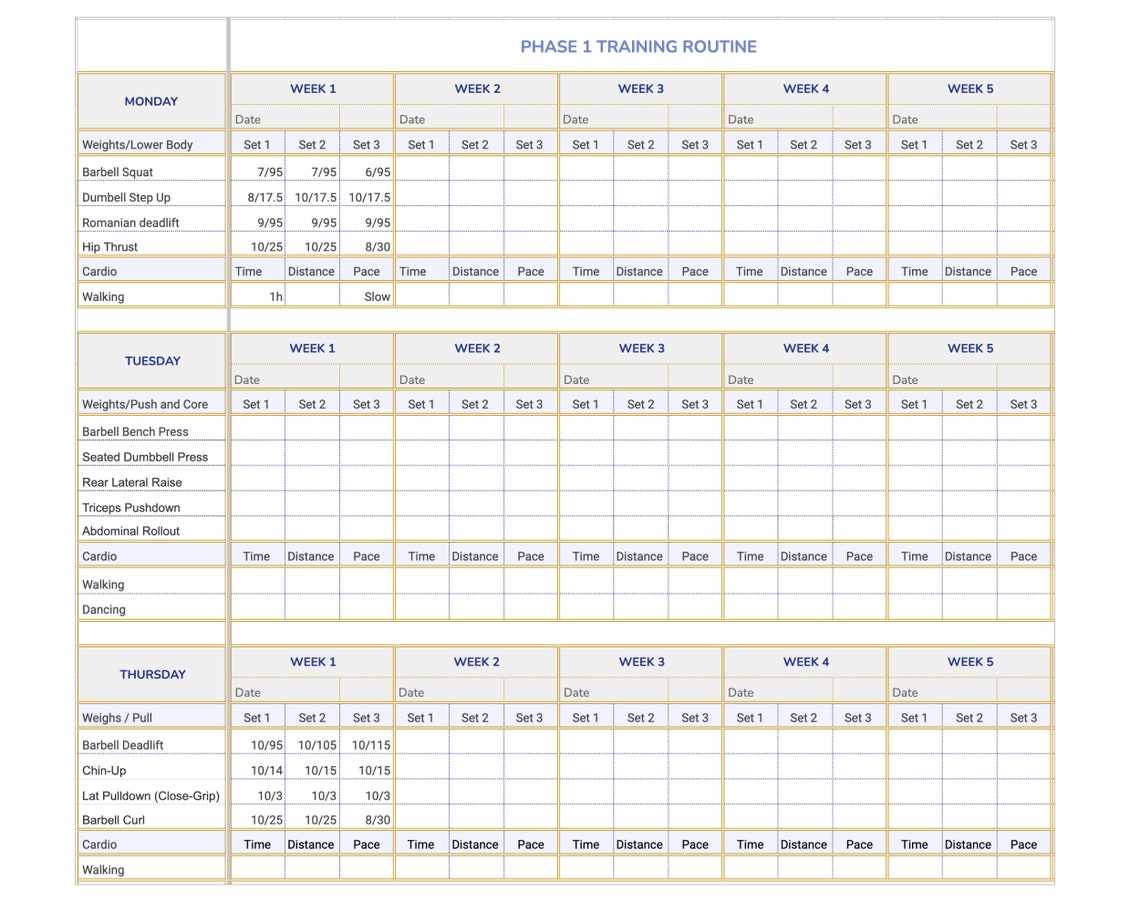 Thinner Leaner Stronger Program Workout Spreadsheet, Progressive ...
