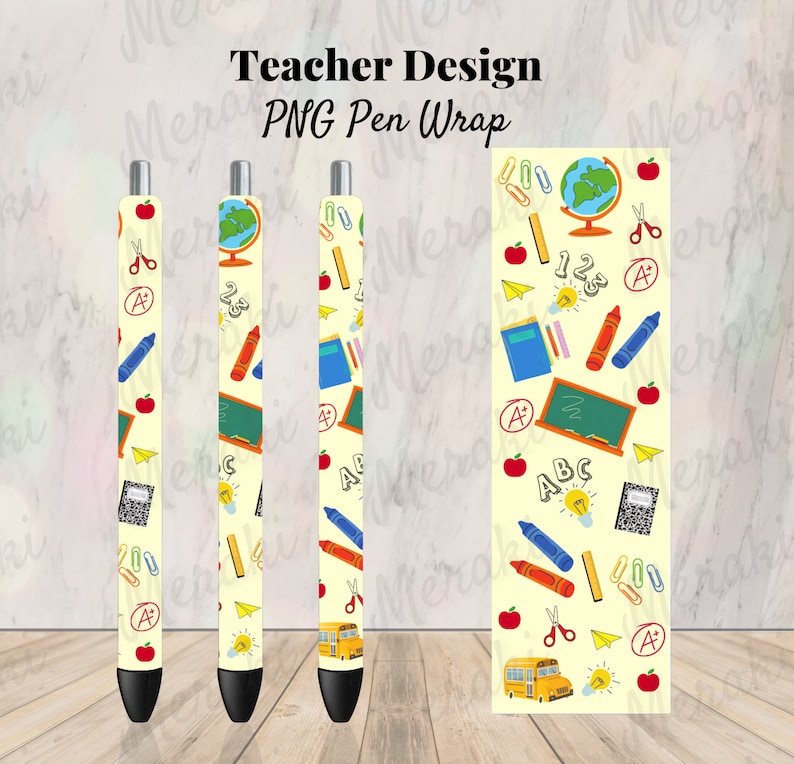 Teacher Pen Design, School Design, Png Wrap, Epoxy Pens - Etsy