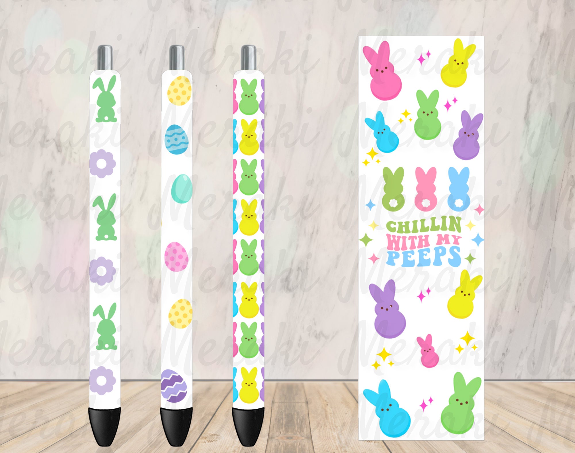 Easter Pen Wraps Bundle, 6PNG Pen Designs, Peeps Pen Wrap - Etsy