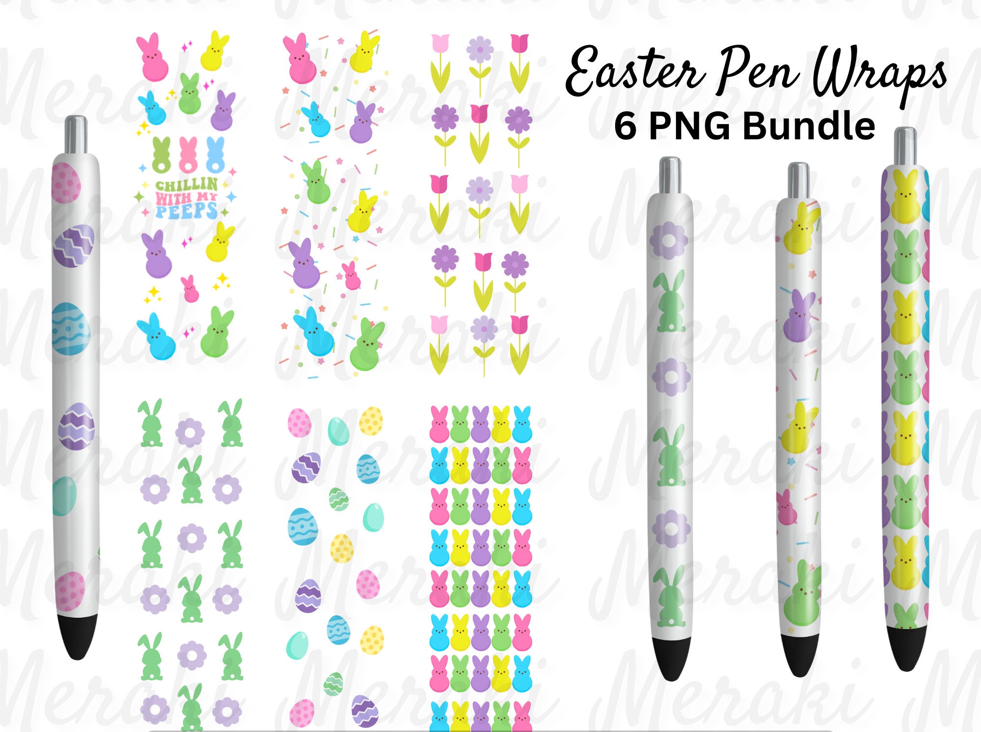 Easter Pen Wraps Bundle, 6PNG Pen Designs, Peeps Pen Wrap - Etsy